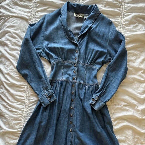 Forenza | Dresses | Vintage Forenza Denim Midi Dress | Poshmark